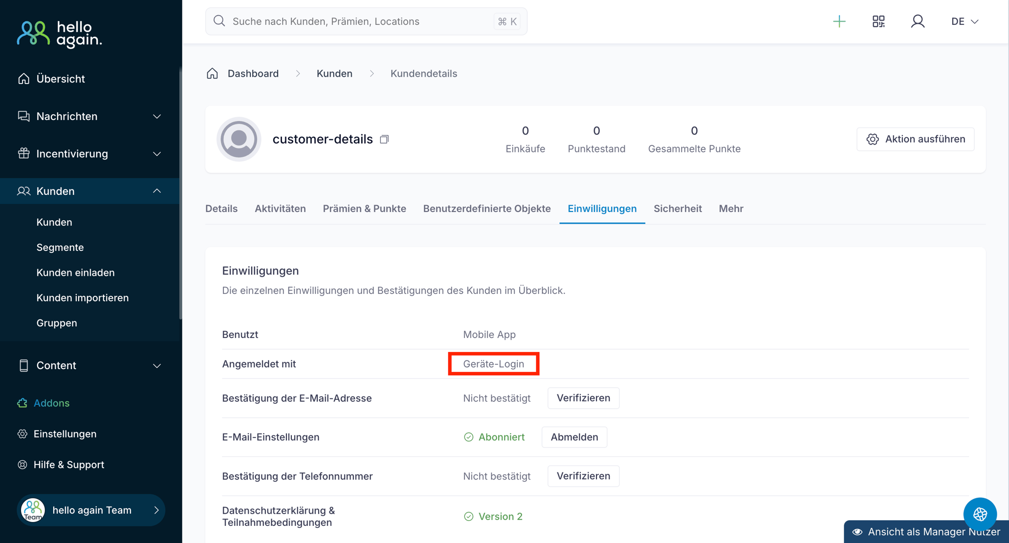 Device Login (Anonymer App Login)